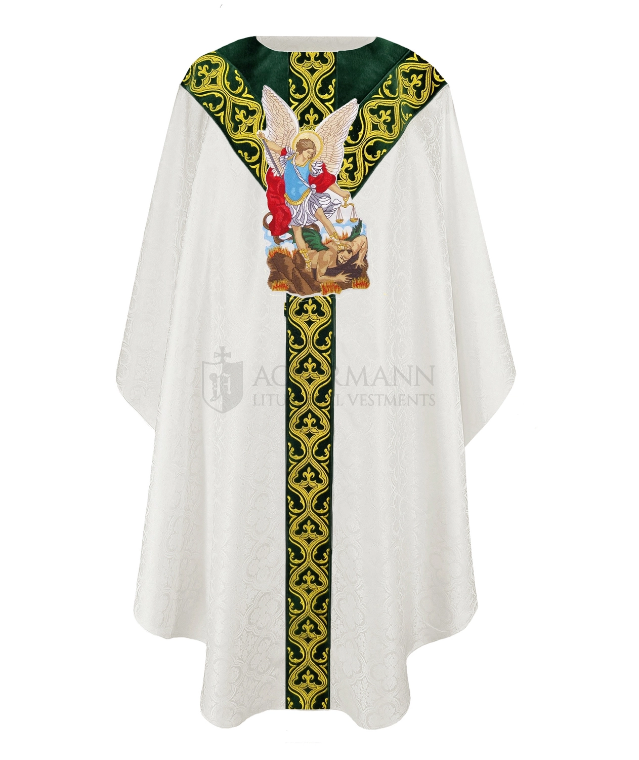 Cream-green Semi Gothic Chasuble with stole -Embroidery on velvet ...