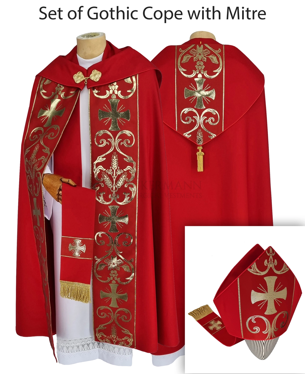 Set of Gothic Cope with mitre model 027 19950 - Vestments24.com