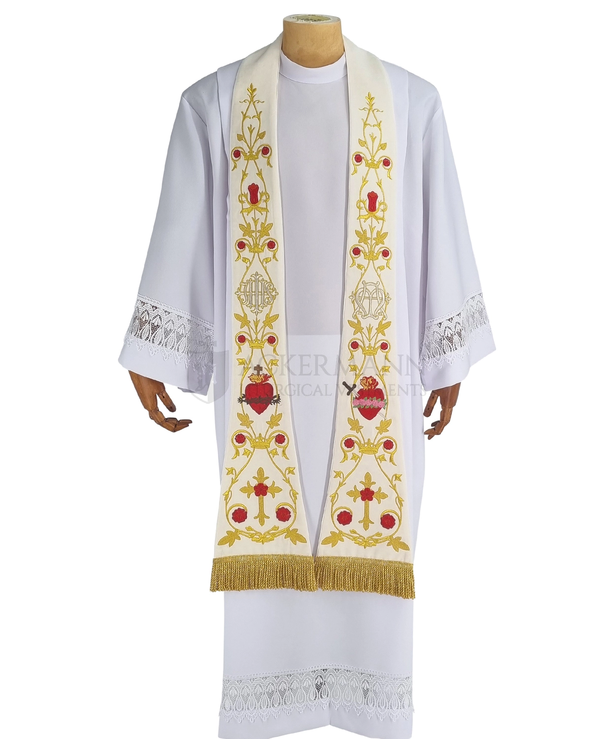 Roman Stole with embroidered Sacred heart of Mary and Jesus 20263 ...