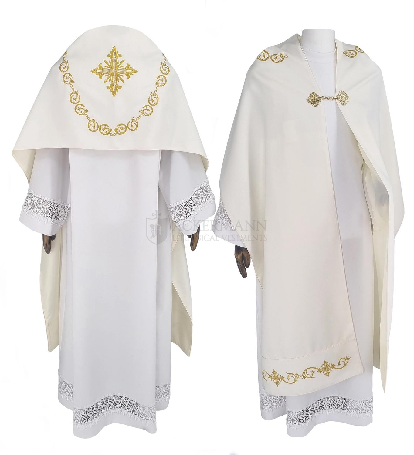 Cream Humeral veil with embroidered cross 19049 - Vestments24.com